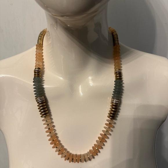 LOFT | Jewelry | Loft Gold Peach Light Green And Rhinestone Beaded ...